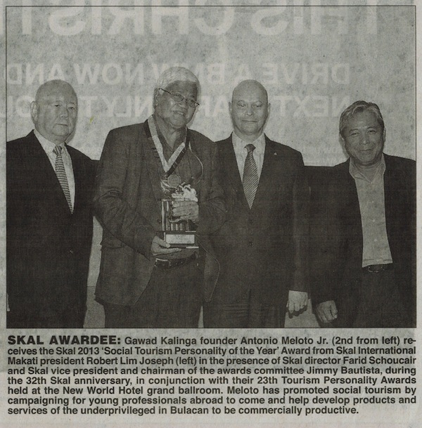 Tony Meloto Receives the SKAL 2013 'Social Tourism Personality of the ...